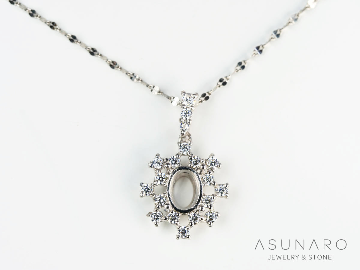 【お仕立て用】空枠番号：5642C ペンダントトップ枠 取り巻き【オーダージュエリー用】 – ASUNARO STONE